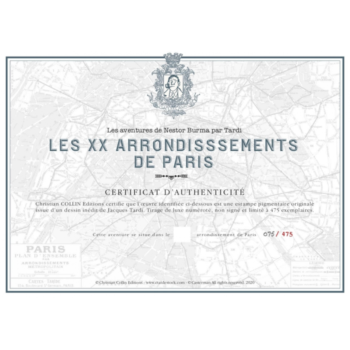 Poster offset Tardi Nestor Burma, Paris 3th arrondissement (60x35cm)