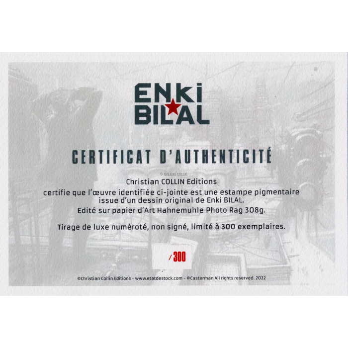 Impresión de lujo estampa de pigmento Enki Bilal, Monstruo de fuego (50x40cm)