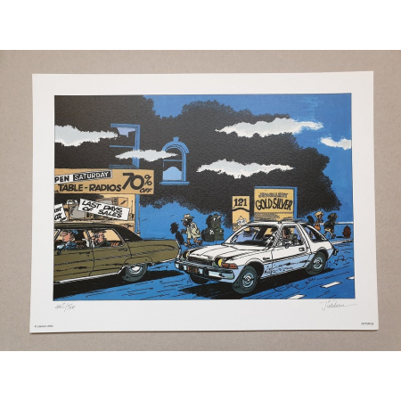 Print Offset Octopus Starter AMC Pacer Sedan signed by Jidéhem (40x30cm)