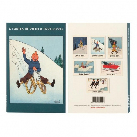 Set of 6 double Postcards Tintin, Christmas and Happy New Year 31315 ...