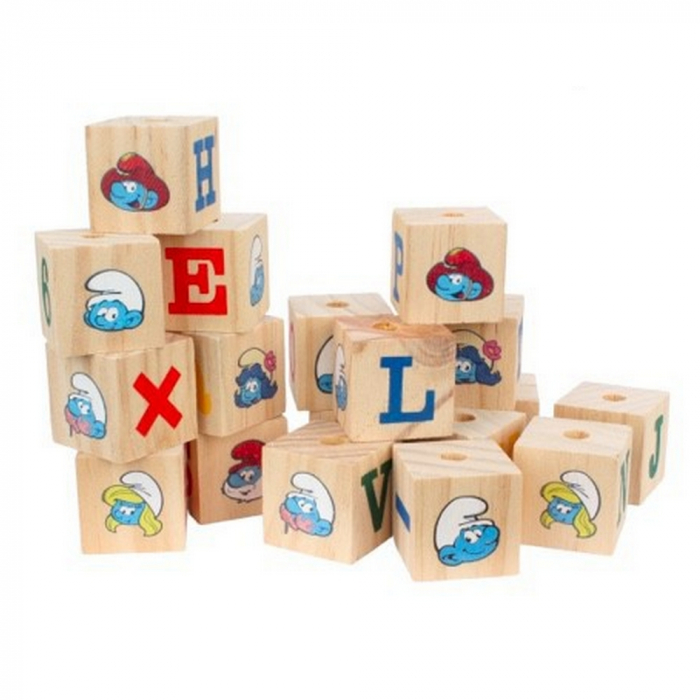 Set de 18 cubes en bois Duvoplus (Les Schtroumpfs)
