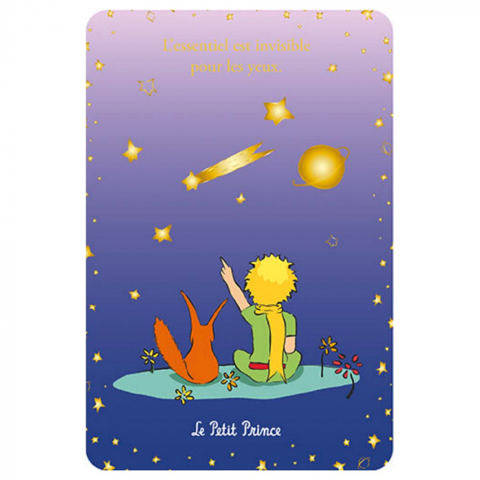 Carte postale Kiub Le Petit Prince regardant une étoile filante (10x15cm)