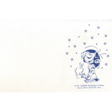 Postcard Dalix Gaston Lagaffe and his cat, Meilleurs Voeux ! 1998 (10x15cm)