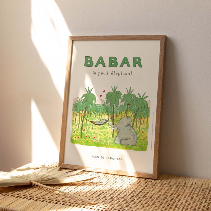 Art Print Poster Oneart Babar the Elephant (Under the palm trees)