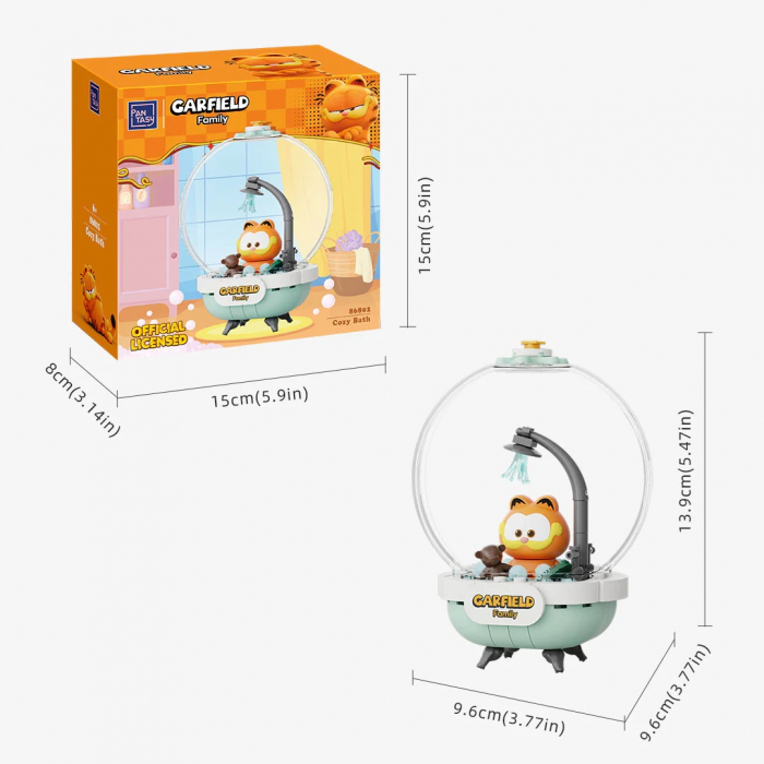 Construction set figurine Pantasy Garfield, in his shower (86802)
