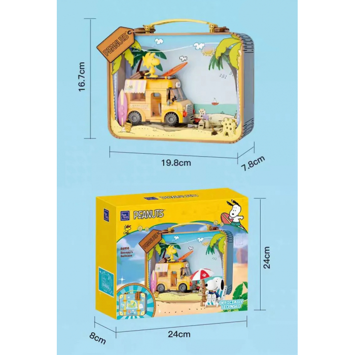 Set de construcción figurita Pantasy Peanuts Snoopy, Maleta de viaje ...