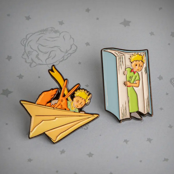 Set de 2 Pin's de colección El Principito (Libro, Avión de papel)