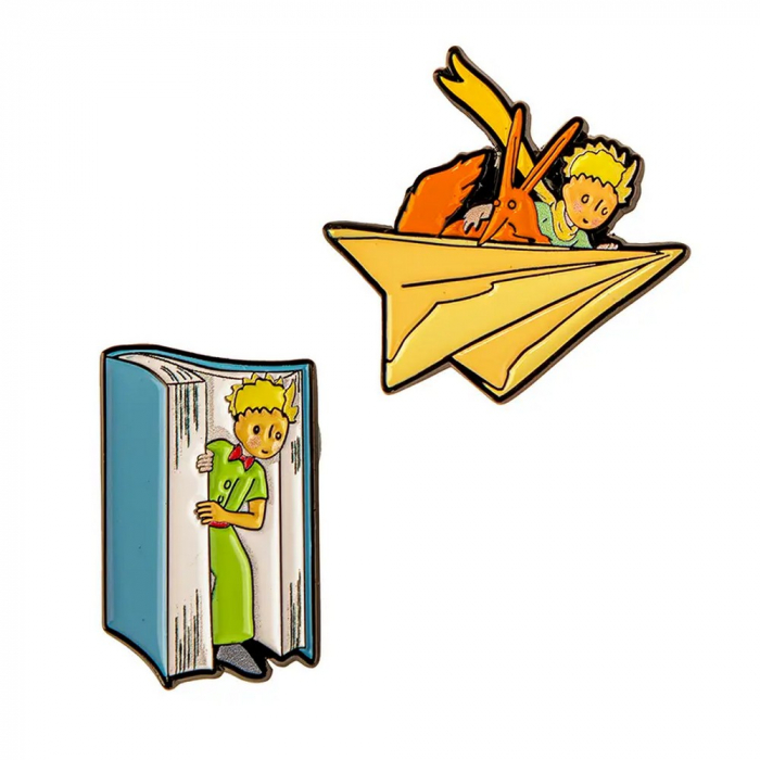 Set de 2 Pin's de colección El Principito (Libro, Avión de papel)