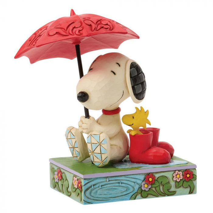 Figura Enesco Jim Shore Peanuts Snoopy con Woodstock (paraguas)