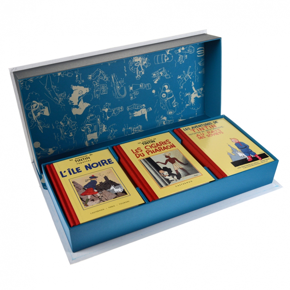 Box of 9 albums of the adventures of Tintin in Black and White ...
