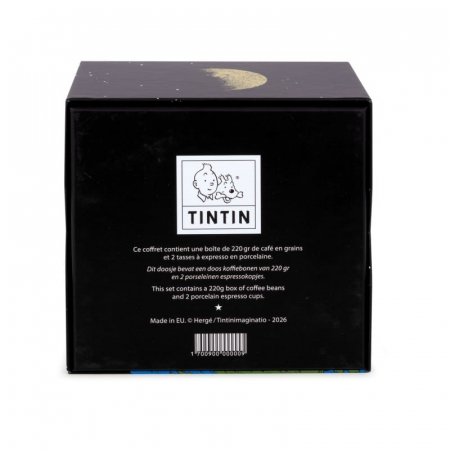 Coffret avec boîte en métal Tintin Lune, 2 tasses à expresso & Café Bio ...