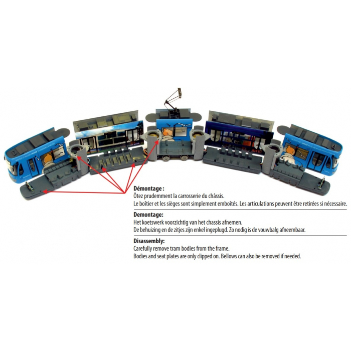 Model of the Belgian Tram STIB T3000 Tintin Moulinsart 1/87 (2018)