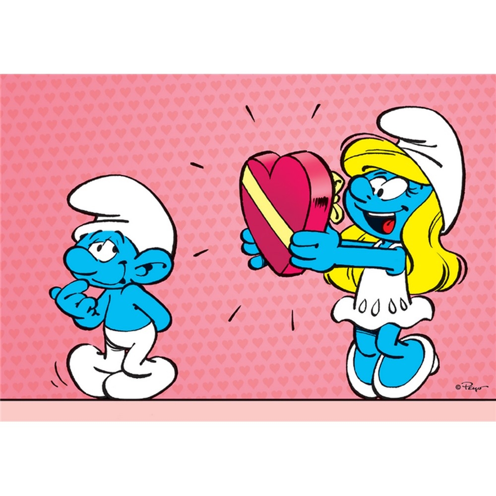 Postcard The Smurfs, Smurfette with the heart gift (15x10cm) - BD addik